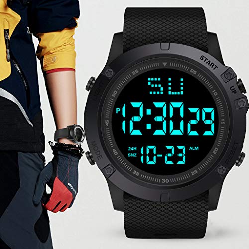 Men's Digital Sports Watch Large Face Easy Read Military Waterproof Wrist Watches for Men with Stopwatch Alarm LED Back Light
