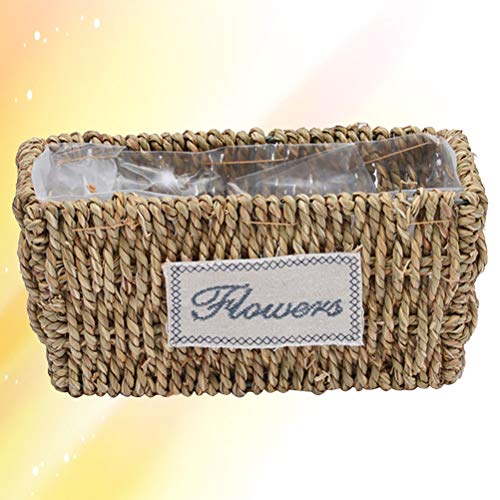 Hemoton Woven Hamper Basket with Handles Wicker Seagrass Belly Basket Wicker Flower Basket with Handle Wicker Hamper Baskets for Gifts Flower Pot Indoor Flower Girl Storage Basket Bamboo