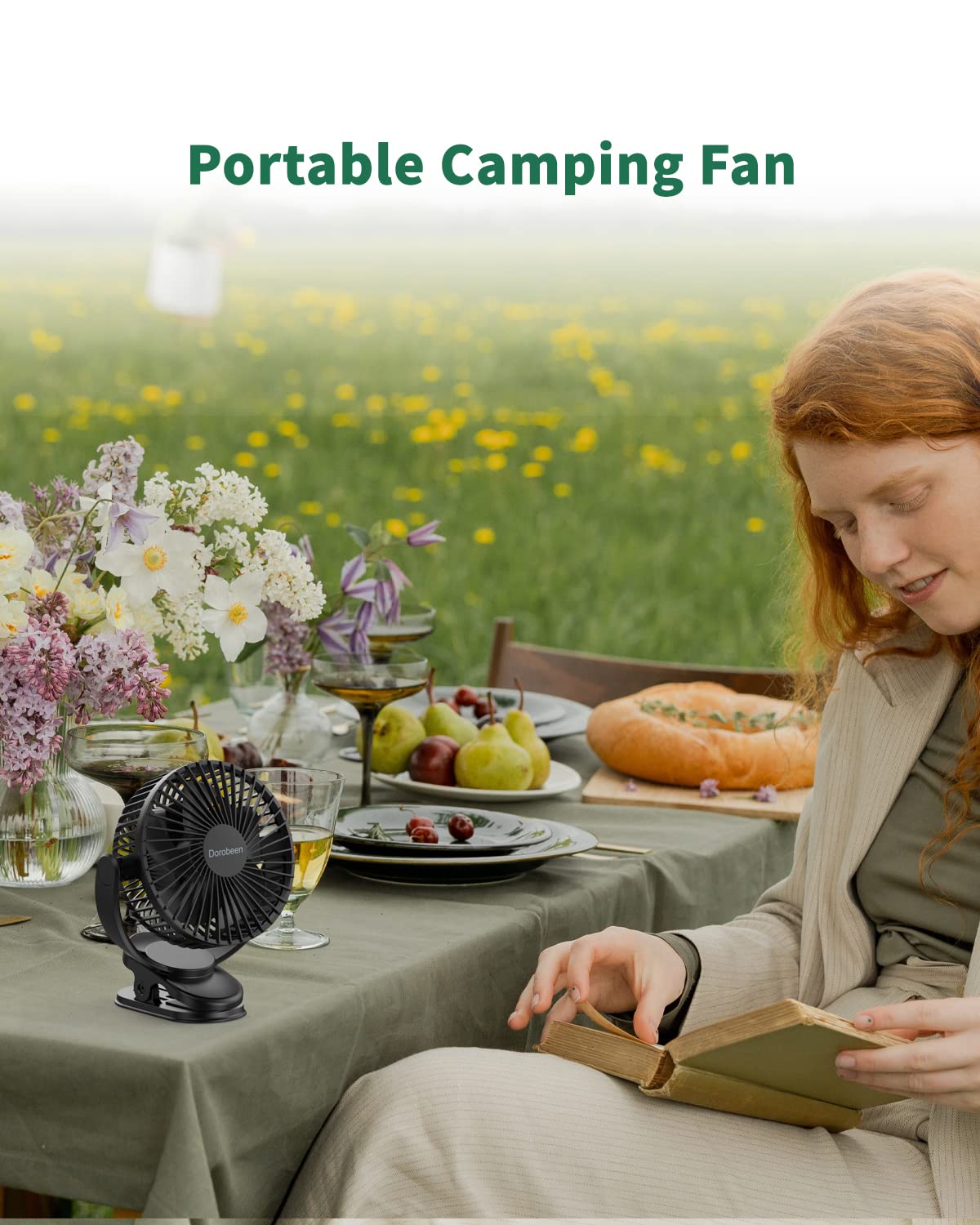 Dorobeen Portable Clip on Fan, 5000mAh Battery Powered Fan, 3 Speed Quiet Rechargeable Mini Desk Fan, 360° Rotate Personal Cooling Fan for Home Office Stroller Camping Golf Cart Fan (BLDC Motor)