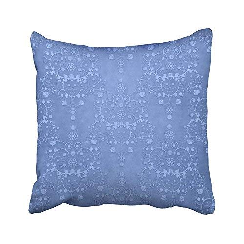 Fhdang Decor Lovely Customize Throw Pillows Cover Cases Art Periwinkle Blue Fancy Floral Damask Lumbar with Hidden Zipper Square Cushion Pillowcases Outdoor Indoor Home Garden Decorative Gifts