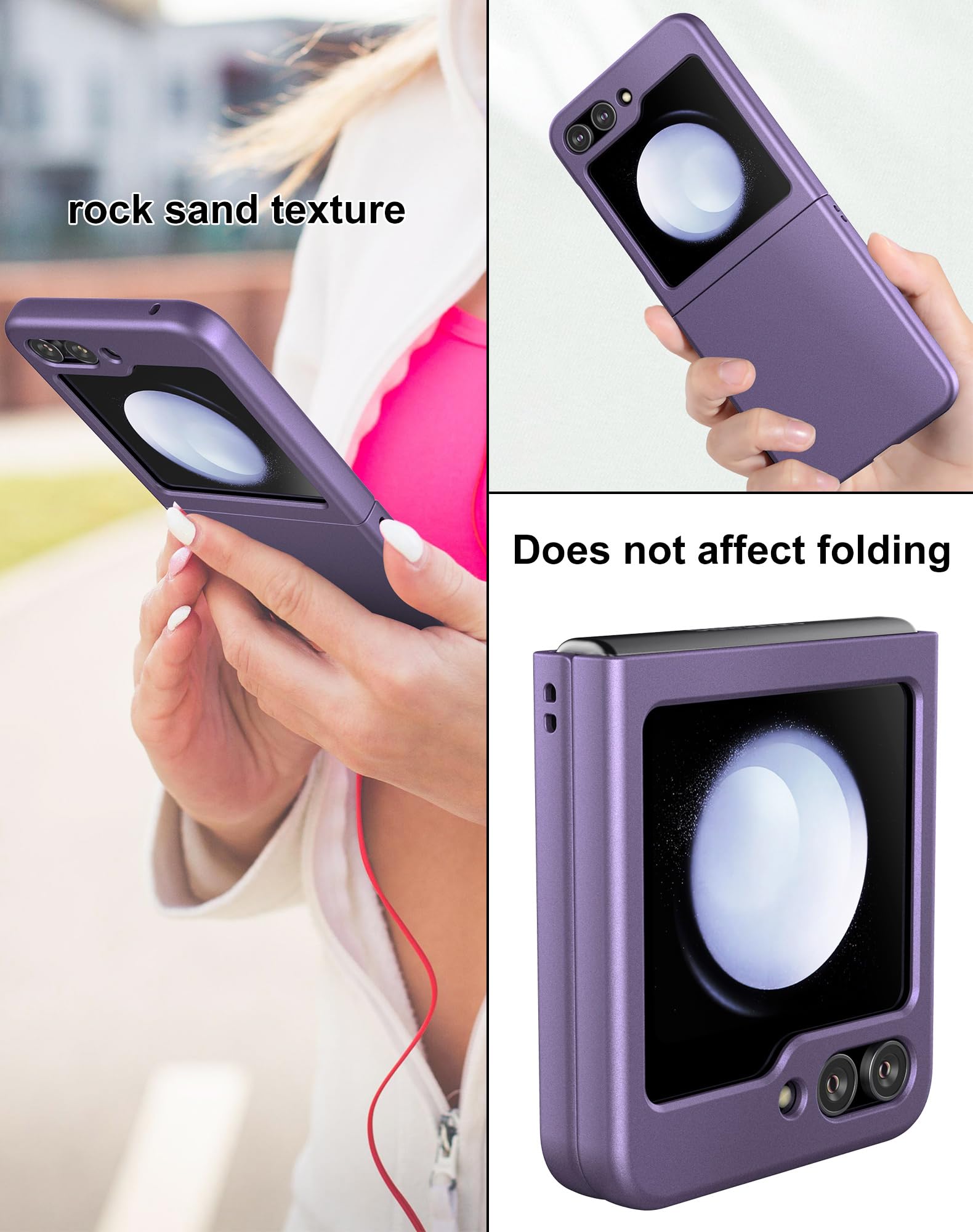 Eastcoo Slim Fit Galaxy Z Flip 5 Case, [Hard PC Back] [Frosted Feel] [Wireless Charging Support] Lightweight Shockproof Case Cover for Samsung Galaxy Z Flip5 (2023), Purple