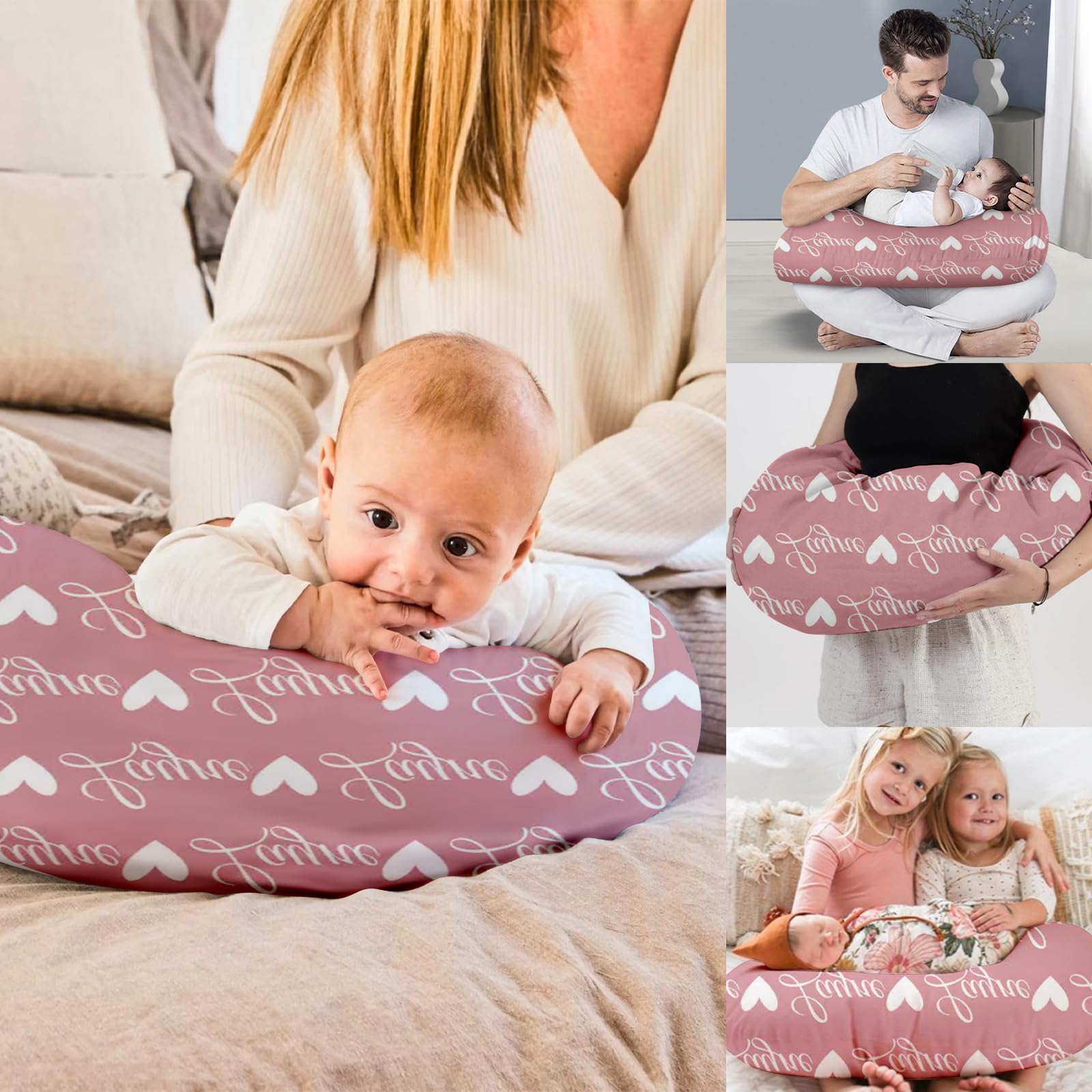 Dyoart Baby Nursing Pillow Cover,Personalized Name Soft Nursing Covers,Breastfeeding Pillow Slipcover for Bottle Feeding,Custom Gifts for Toddler Infannt(23"x19”x5.5")(one Size)