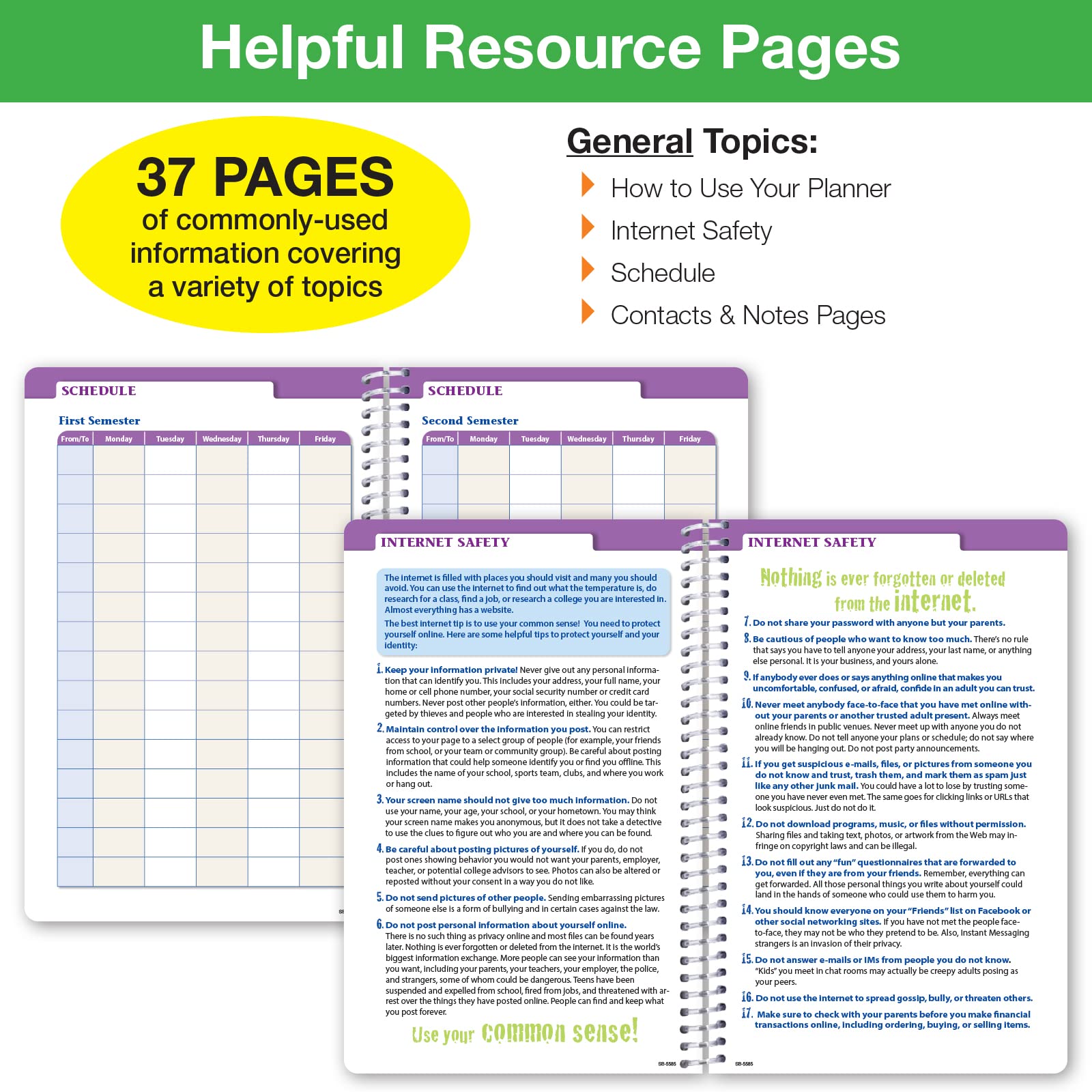 Global Datebooks Dated Middle School or High School Student Planner for Academic Year 2023-2024 Includes Ruler/Bookmark and Planning Stickers (Block Style - 5.5"x8.5" - Galaxy)