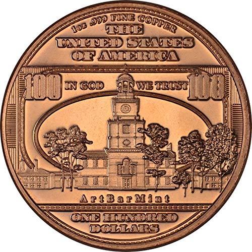 Jig Pro Shop Bank Note Series 1 oz .999 Pure Copper Round/Challenge Coin ($100 Ben Franklin)