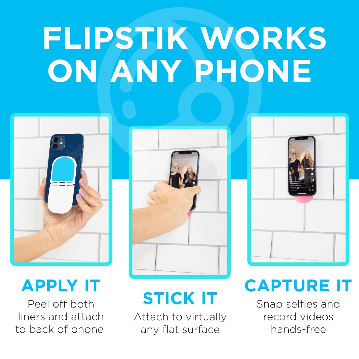 Flipstik 3.0 Foldable Adhesive Phone Mount β Sticks to Any Flat Surface β Hands Free Selfies, Videos, Car Mount, Phone Stand, Travel Accessory β Sticky Phone Mount (Space Gray)