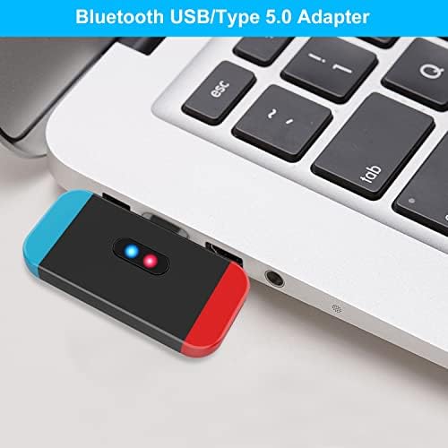 Friencity Bluetooth Transmitter Adapter for PC or Switch, Low Latency Wireless Audio Dongle w/USB C to A Converter for Nintendo Switch PC PS4 Bose Sony Headphones, in-Game Voice Chat & Dual Link