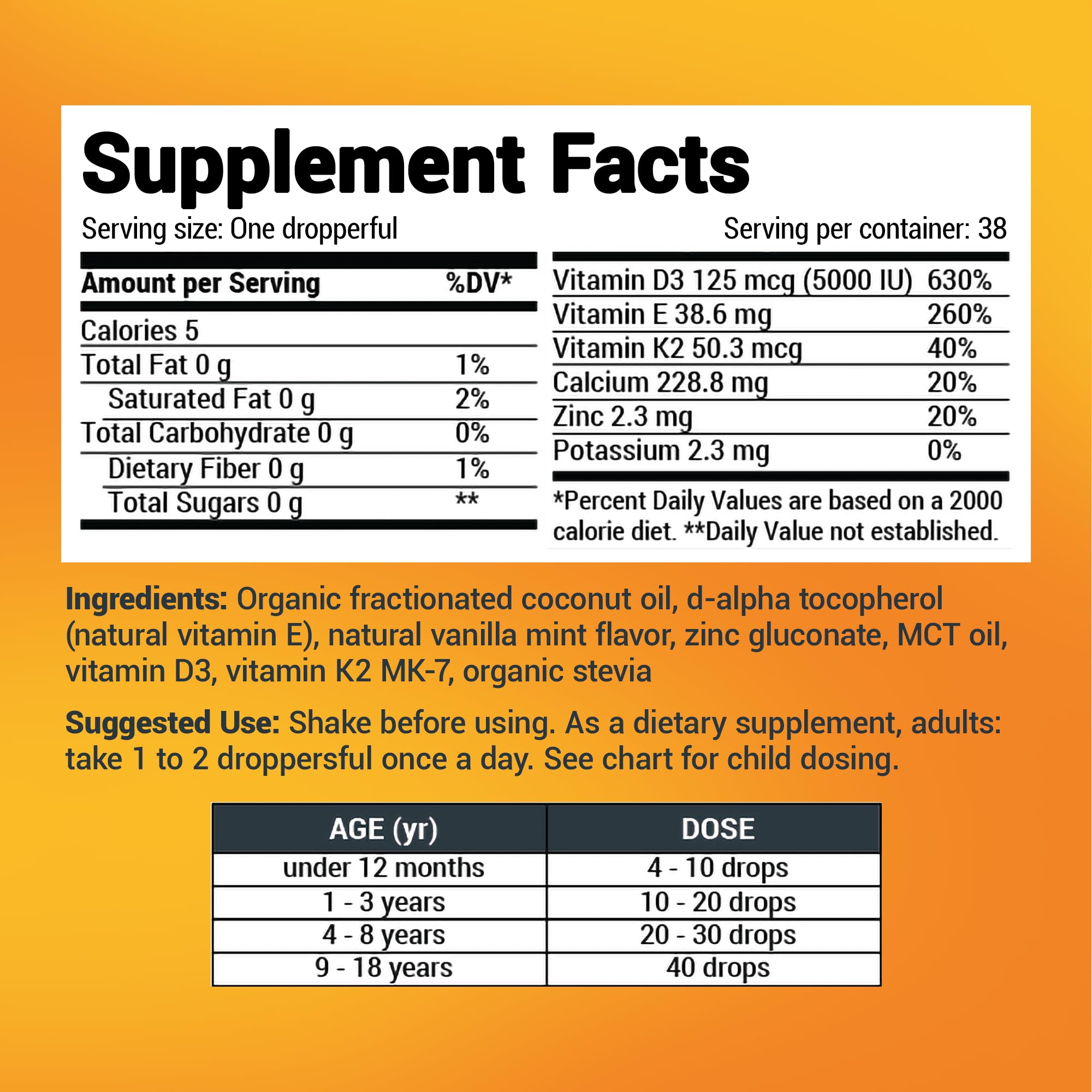 Dr. Berg Liquid Vitamin D3 & K2 Supplement - For Bone, Teeth, Mood & Immune Health - Vitamin D3 & K2 Drops for Adults - 1 fl oz