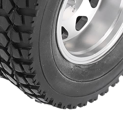 Drfeify RC Car Rear Rubber Loader Wheels,Durable Metal Alloy Rear Wheel Hub Rims Hub Upgrade Spare Parts Accessory Model car Accessories for 1/14 RC Trailer (Silver)