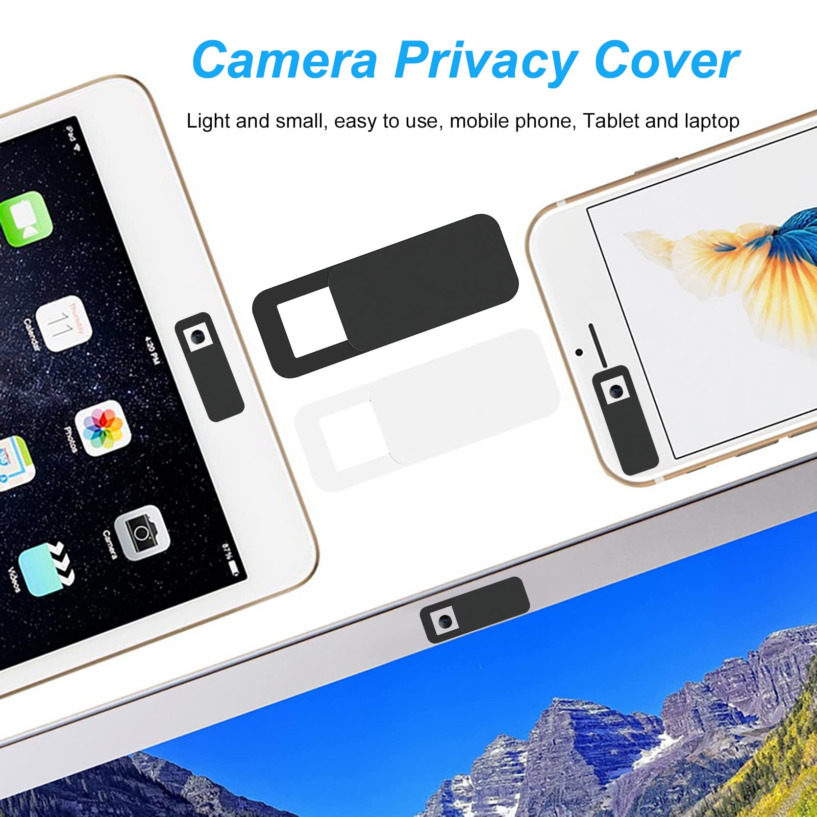 Webcam Cover Slider for Privacy, Dust-proof Privacy Protection Anti-peep Long Ultra-thin Web Camera Cover Camera Sticker Slider for Laptop, PC, Desktop, Tablet, Smartphone, Camera Privacy Covers Black