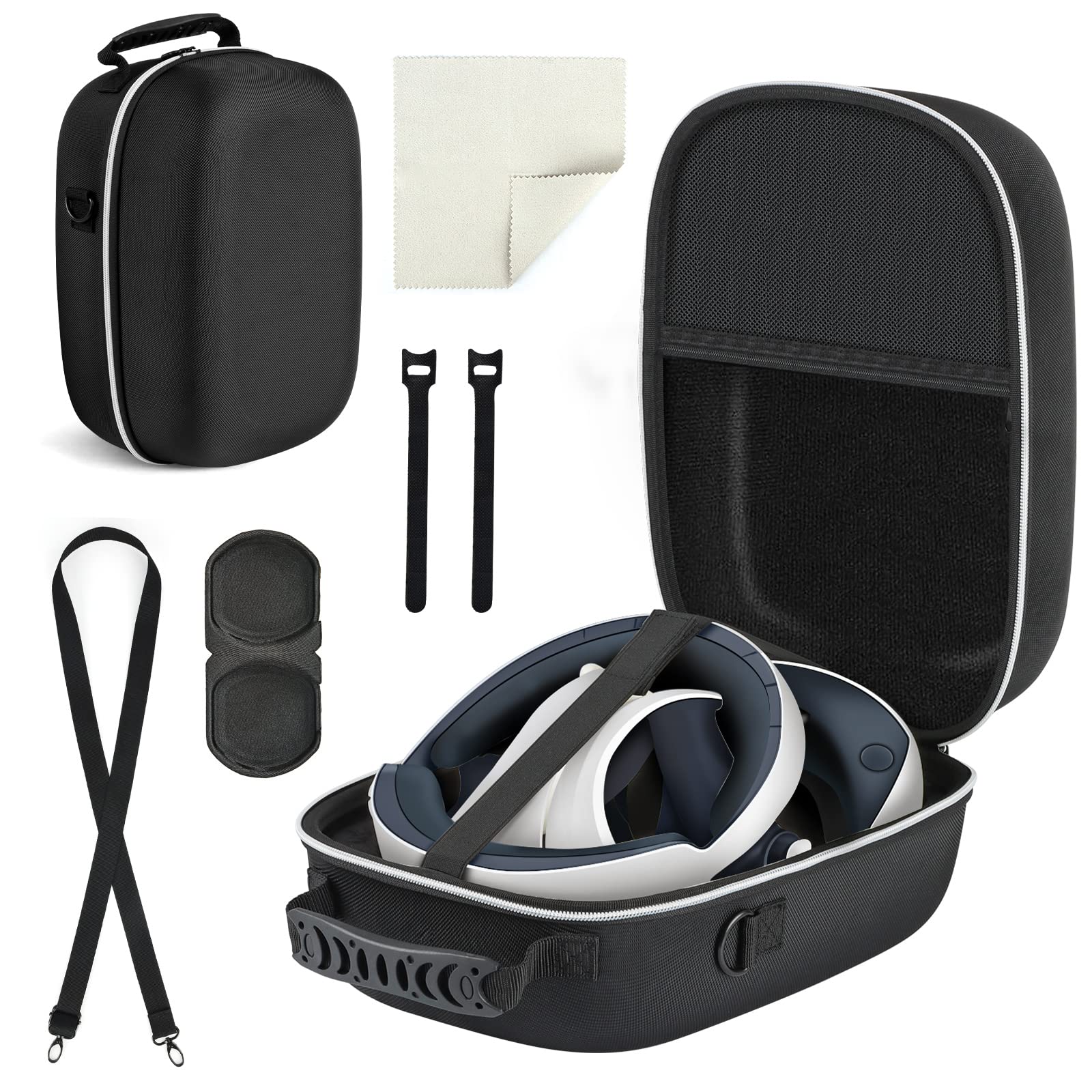 Hard Carrying Case Compatible with PlayStation VR2 Gaming Headset and Touch Controllers Accessories,Waterproof Box for PSVR2 with Shoulder Strap&Clean Cloth - Excluding vr for PSVR2