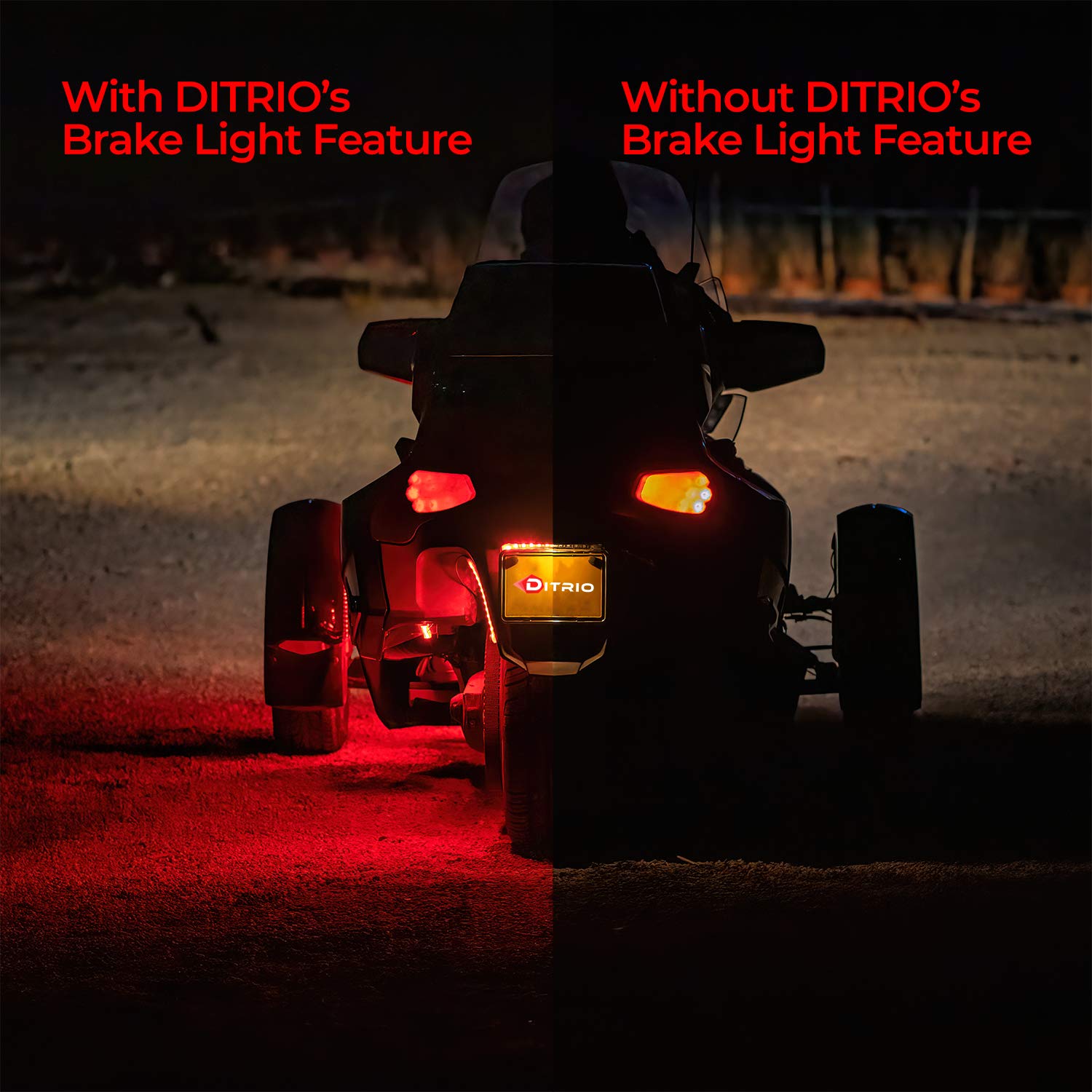 DITRIO 12pcs Underglow RGB LED Strip Light Kit DC 12V with 2 Red Blinking Brake Light Styles for Motorcycles Trikes Golf Carts ATVs UTVs β M12r