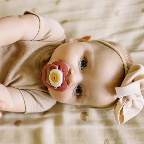 Dr. Brown's Advantage Baby Pacifier, Fully Symmetrical Soother with Soft Silicone Bulb, 0-6m, BPA Free, Lavender Love, 2 Pack (Style May Vary)