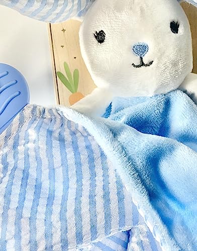 MODERN BABY Snugglie Security Blanket Bunny (White/Blue)
