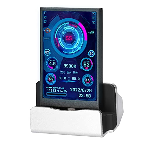 Lyzeous 3.5 Inch IPS Type-C Secondary Screen USB Chassis Sub-Screen Computer CPU GPU RAM HDD Monitor for Freely AIDA64 White