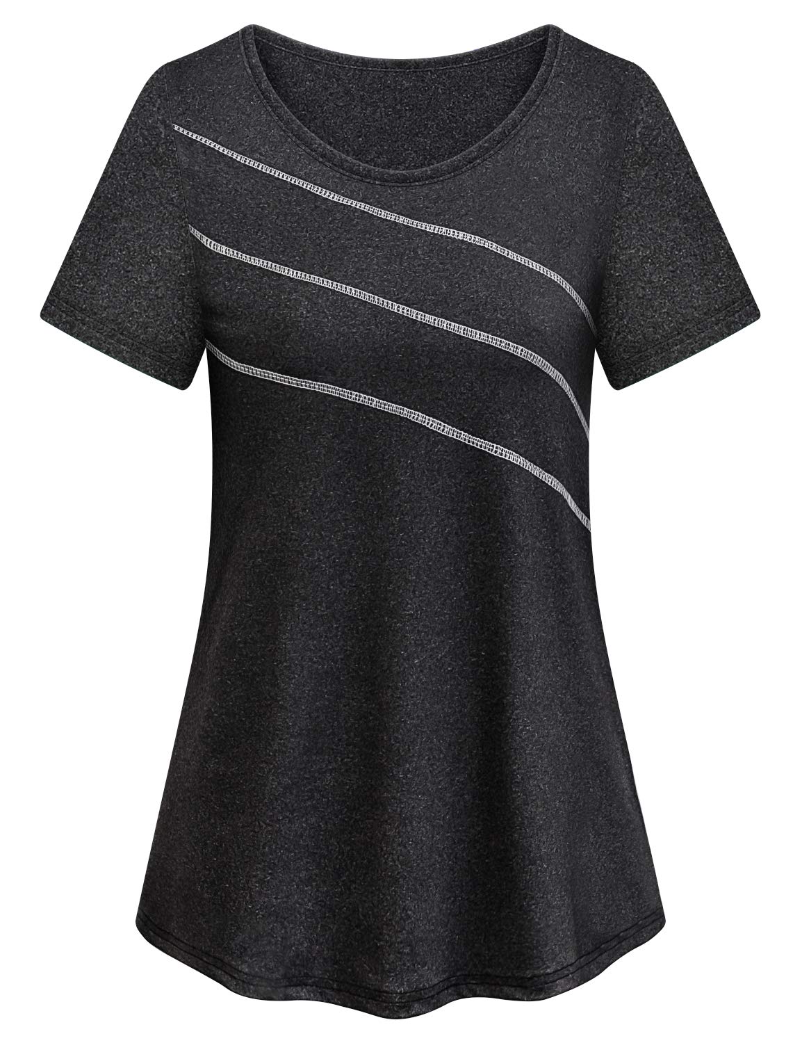 Dri Fit Shirt Women,Cucuchy Exercise Tops Loose Fitting Workout Shirts Short Sleeve Performance Yoga Tunics Oversized Outdoor Plus Active Tees Golf Cycling Hiking Clothes Gray 2XL