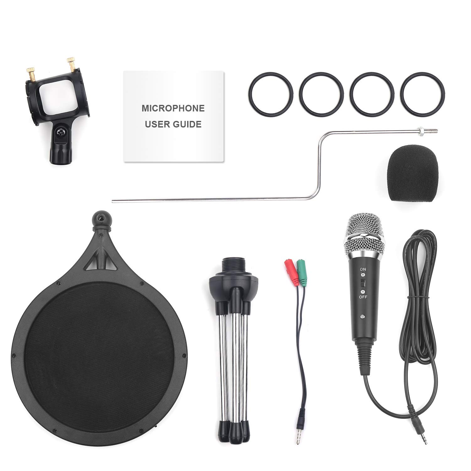 DricRoda Microphone for Recording, 3.5mm Condenser Microphone Broadcast Microphone Computer Mic for Music, Studio, Karaoke, Gaming, Chatting, Facebook, YouTube