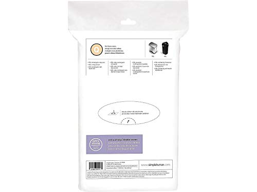 simplehuman Code Q Custom Fit Drawstring Trash Bags in Dispenser Packs, 50-65 Liter / 8 Gallon, White β 240 Liners
