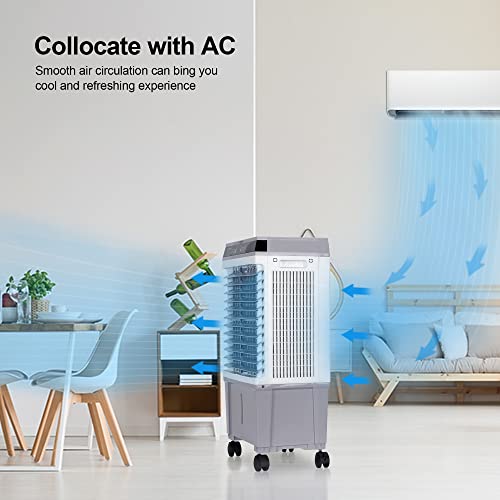 Uthfy Evaporative Air Cooler, Swamp Cooler with 5.3 Gallon Reservoir, 4 Ice Box, Remote, 12H Timer, 70°Oscillation Air Cooler Cooling Fan with 3 Speeds for Bedroom Home Office