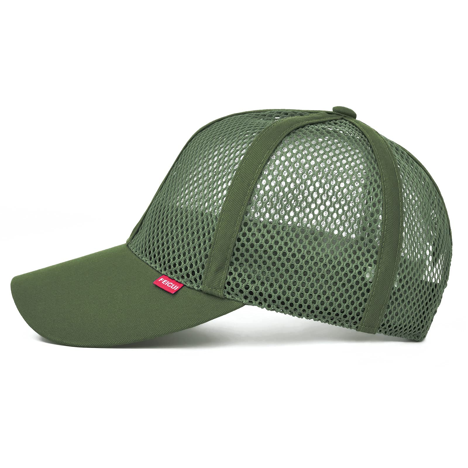 FEICUI Men Mesh Trucker Baseball Cap Hat Adjustable 6-Panel Hat Outdoor Sports Wear (Grey)