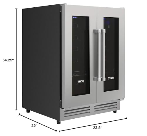 THOR Kitchen Freestanding/Under-Counter 24-Inch Dual Zone Wine Cooler in Stainless Steel - Model TWC2402