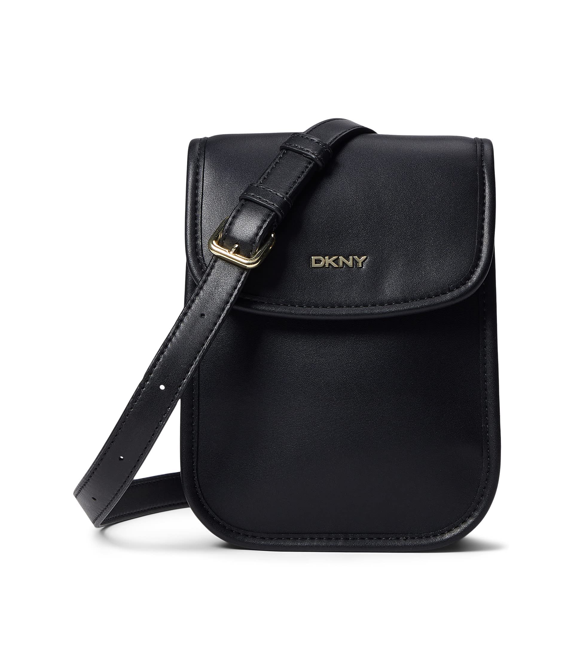 DKNY Brook North/South Flap Crossbody Black/Gold One Size