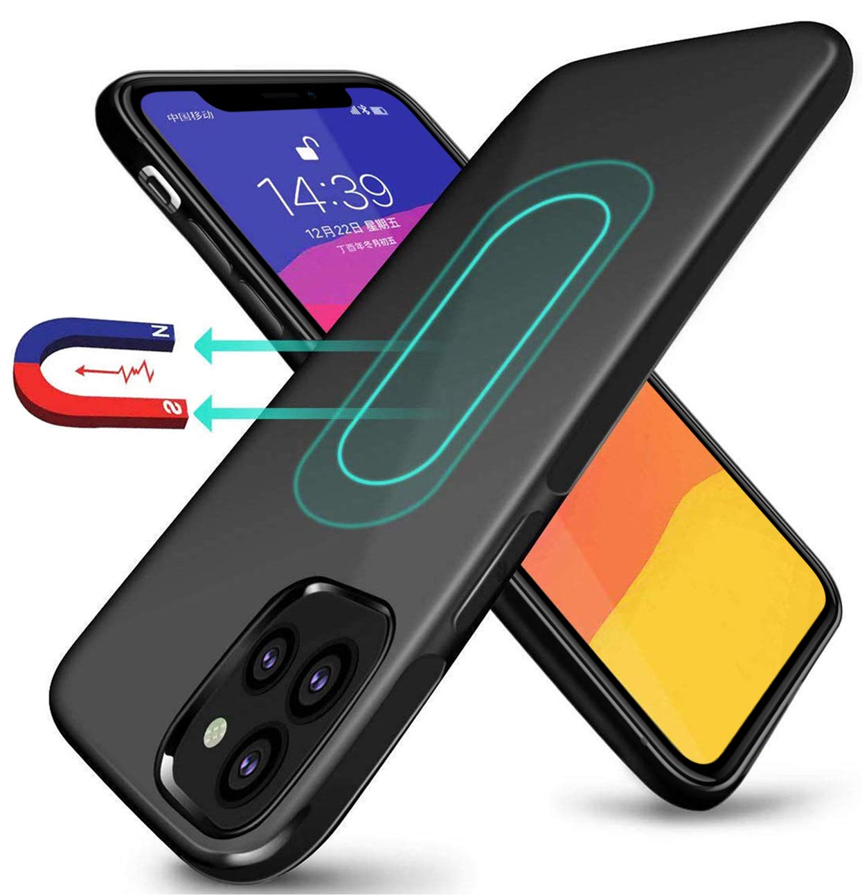 ESTPEAK Compatible with iPhone 11 Magnetic Case 2019,[Invisible Built-in Metal Plate] Ultra Thin Support Magnetic Car Mount,Soft TPU Bumper Case Phone Case Black