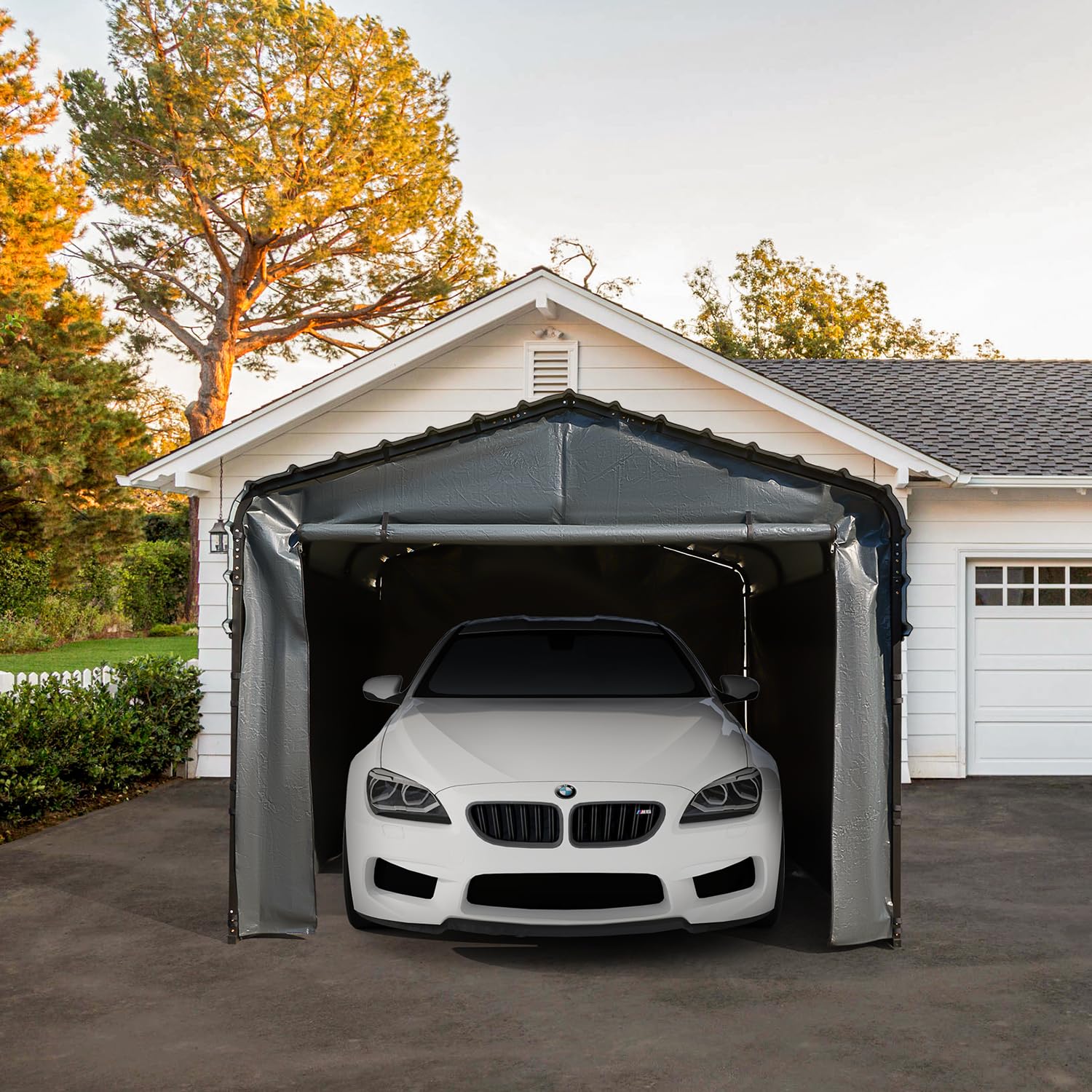 MELLCOM Carports Enclosure Kit for Galvanized Steel Carport, Fabric Carport Wall Panels, 10' x 15' x 8.4'