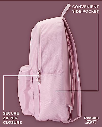 Reebok Backpack - Element Sports Gym Bag - Lightweight Carry On Weekend Overnight Luggage - Casual Daypack for Travel, Beach, Infused Lilac