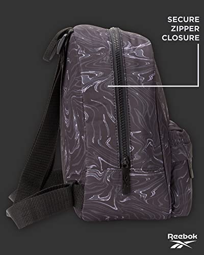 Reebok Women's Backpack - Heritage Lightweight Mini Shoulder Purse - Travel Gym Bag, Black Abstract
