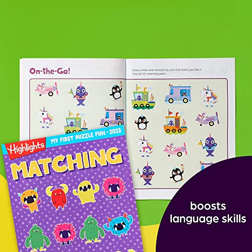 Highlights My First Puzzle Fun 2023 Puzzle Books for Kids Ages 3-6, 4-Book Set of Matching, Mazes, Spot-The-Differences, and More Travel-Friendly Screen Free Brain-Boosting Activities