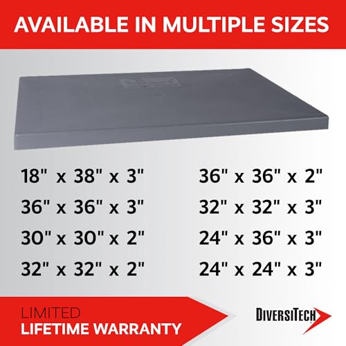 DiversiTech EL1838-3 E Lite Plastic Equipment Pad for HVAC Systems, Outdoor Equipment Mounting Base, Condenser Pad, 18" x 38" x 3", Gray