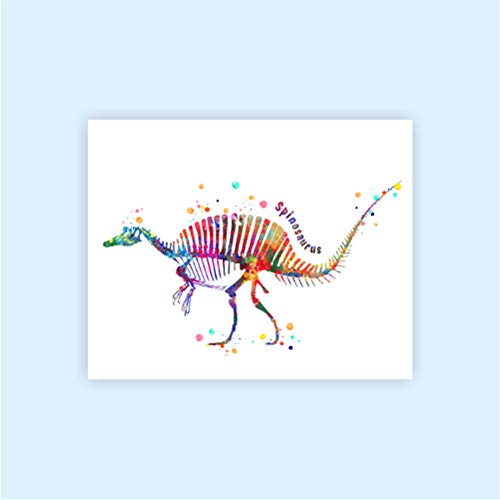 Dignovel Studios Unframed (Set of 6) 8X10 T Rex Stegosaurus Triceratops Pterodactylus Parasaurolophus Spinosaurus Watercolor Dinosaur Skeleton Nursery Decor dnc2