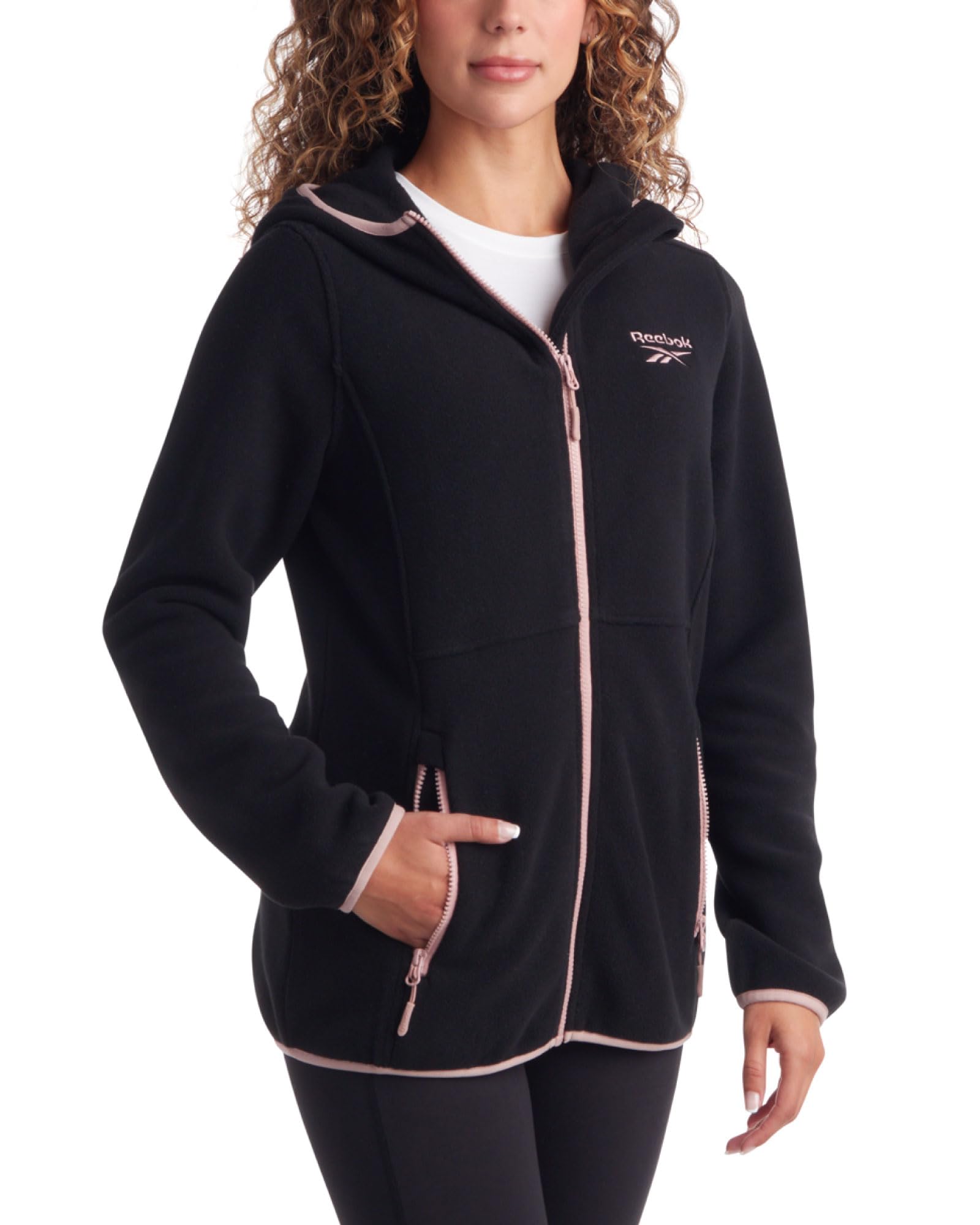 Reebok Women's Jacket - Polar Fleece Sweatshirt Jacket - Lightweight Coat for Women (S-XL), Size Small, Black