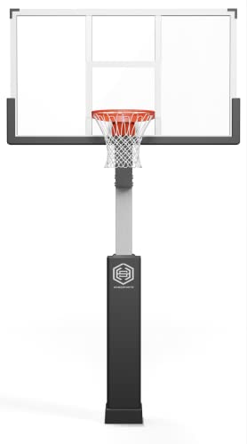 Dominator Premium Inground Adjustable Basketball Hoop - 72" Backboard w/ 4' Overhang - NBA/NCAA Regulation Adjustable Basketball Goal - Adjusts from 7' - 10', Made of Heavy Duty Rust Proof Aluminum