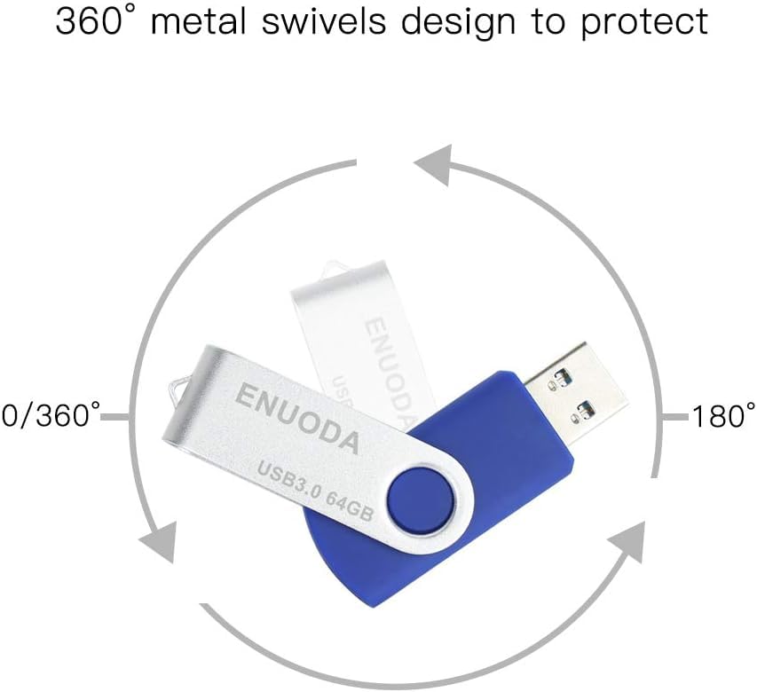 ENUODA 64GB USB Flash Drive 5 Pack 64GB Thumb Drives High Speed USB 3.0 Memory Stick Jump Drive Pen Drive for Storage and Backup (5 Colors)