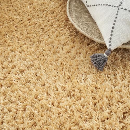 Nourison Lush Shag Modern & Contemporary Gold 7'10" x 9'10" Area -Rug, Easy -Cleaning, Non Shedding, Bed Room, Living Room, Dining Room, Kitchen (8x10)" }