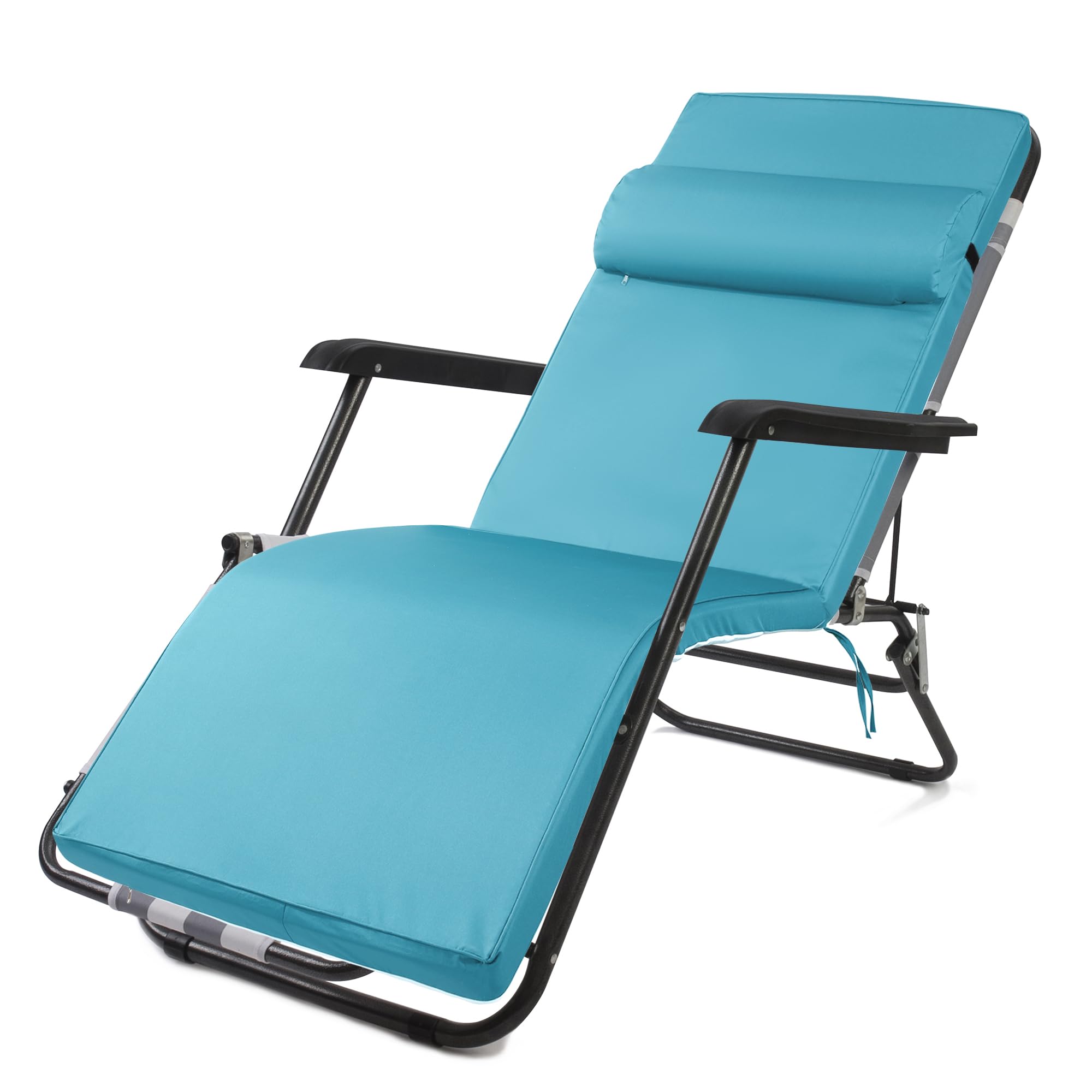 MABOZOO Outdoor Chaise Lounge Cushion with Adjustable Head Pillow,Waterproof & UV-Proof High Back Patio Chair Cushions,Patio Bench Cushion for Indoor Outdoor(Blue)