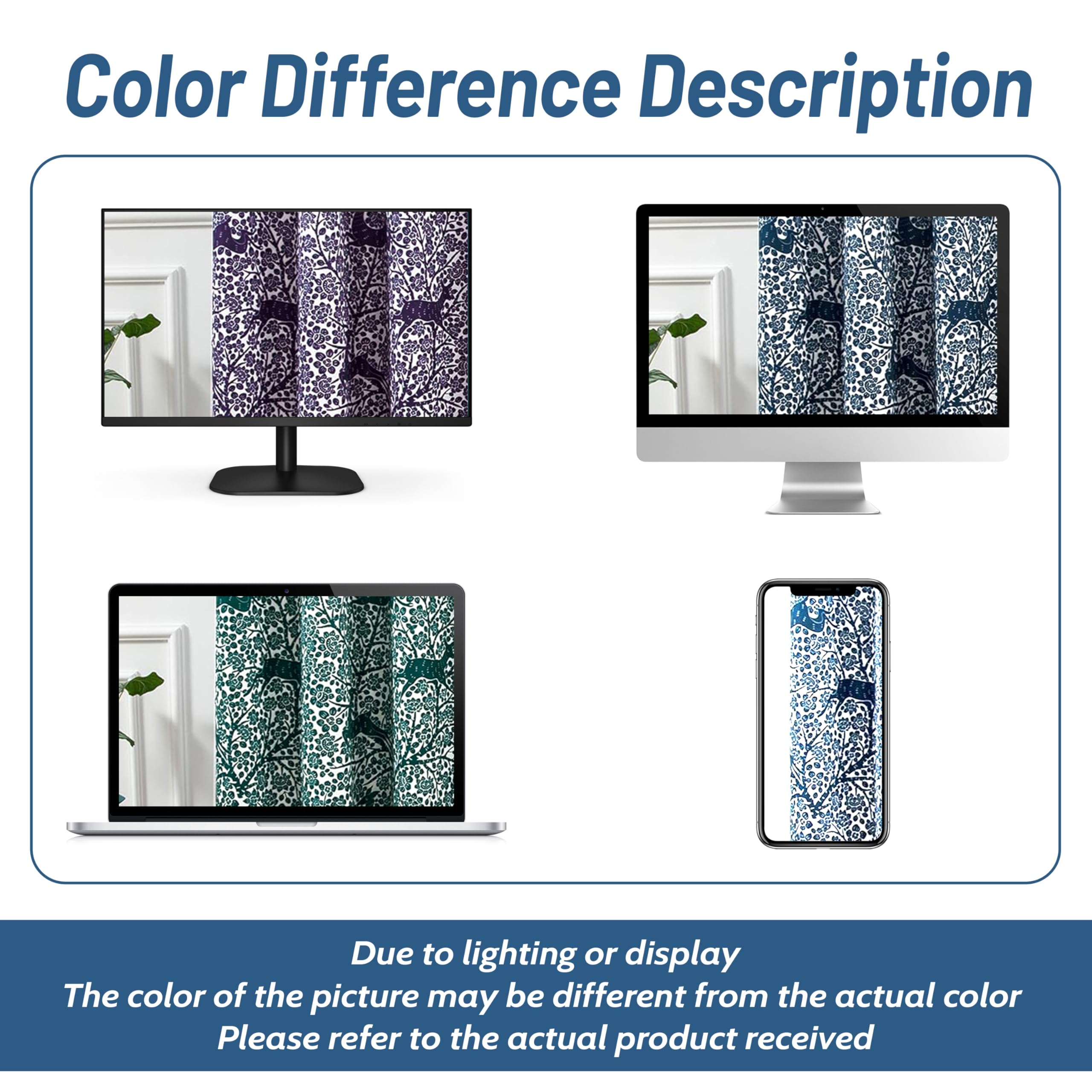 DriftAway Forest Jungle Curtains for Bedroom 84 Inch Room Darkening Blackout Lined Thermal Window Drapes Deer Fawn Flower Pattern Grommet 2 Panels