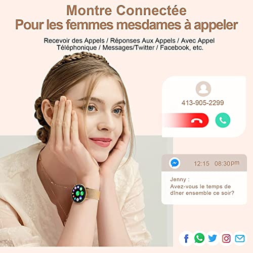 Smart Watches for Women Android Smartwatch for iPhone Compatible iOS Phones Call Recieve Text Heart Rate Blood Pressure Sleep Monitor Activity Tracker IP68 Waterproof