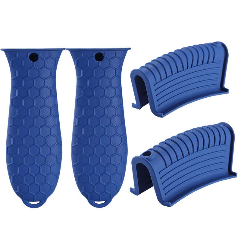 Infinity Set of Silicone Hot Skillet Handle Cover with Two Hot Pan Grip Covers - Blue