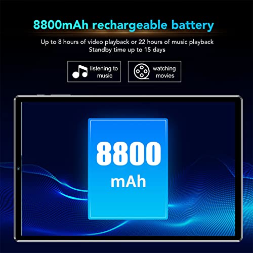 fannay Office Tablet, 2 Card Slots US Plug 100‑240V Octa Core CPU HD Tablet for Travel (Black)