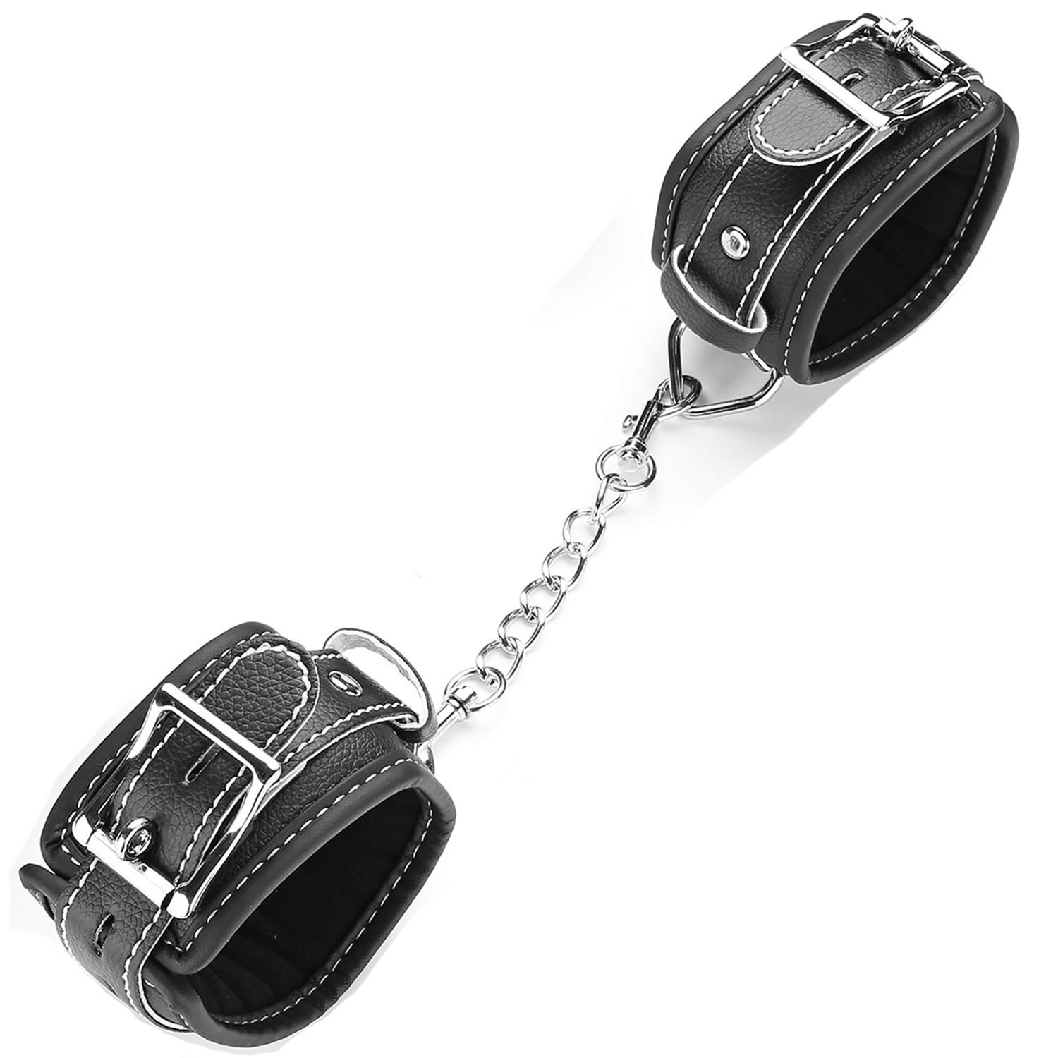 EXREIZST Adjustable Black Spreader Bar Set Kit with 2 Premium Soft Pad Black Leather Straps 2 Chains Expandable Sports Exercise Training Kit