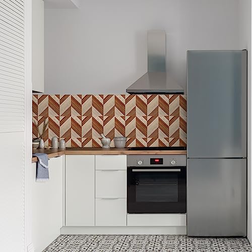 uxcell Peel and Stick Floor Wall Tiles Sticker, 10Pcs 12"x12" Self-Adhesive Wood Grain Floor Stickers Matte Frosted Flooring Tiles for Kitchen Bathroom and Home Decor, Beige+Brown