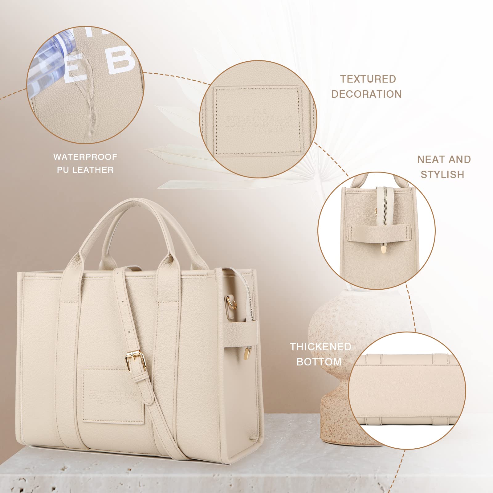 JBB Tote Bags for Women Oversized PU Leather Crossbody Bags Top-Handle Shoulder Tote Bags