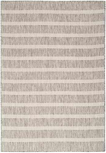 Nourison Positano Indoor/Outdoor Grey Ivory 4' x 6' Area -Rug, Easy -Cleaning, Non Shedding, Bed Room, Living Room, Dining Room, Deck, Backyard, Patio (4x6)