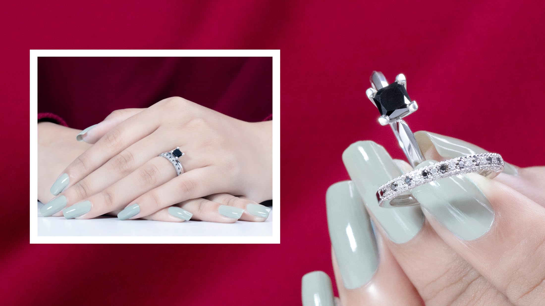 Dazzlingrock Collection 1.50 Carat (Cttw) Princess Black & Round White Diamond Solitaire Engagement Ring With Miligrain Set in 14K White Gold, Size 6