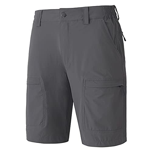 FREEKITE Men's Outdoor Ripstop Cargo Shorts Golf Quick Dry Hiking Fishing Tactical Work Shorts with Pockets (Gray,38W/10L)