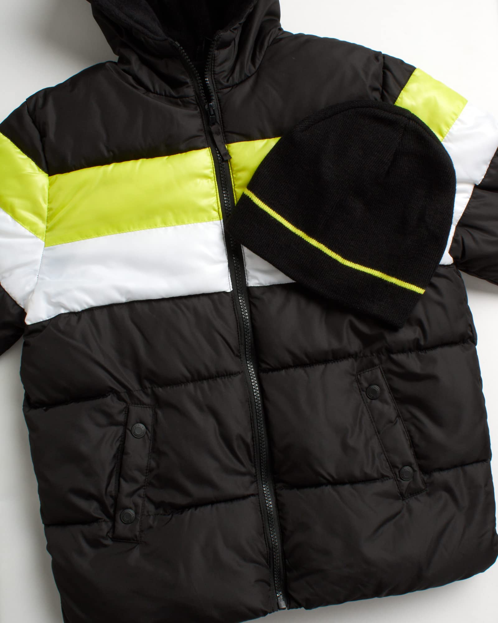 iXtreme Toddler Little Boys' Winter Jacket - Water Resistant Bubble Puffer Windbreaker Jacket (Sizes: 2T-7), Size 6, Lime/White/Black
