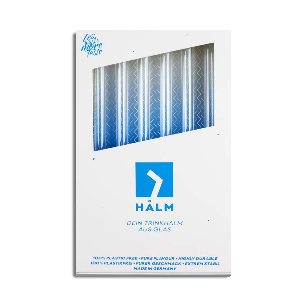HALM Glass Straws - Earth Day Charity Edition - 6 Reusable Drinking Straws engraved with Endangered Animals - 20 cm (8 in) x 0.9 cm - Made in Germany - Dishwasher Safe - Eco-Friendly