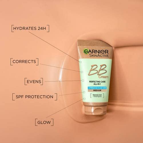 Garnier Skin Naturals Combination to Oily Skin Hyaluronic Aloe All-in-1 BB Medium Cream, 50ml